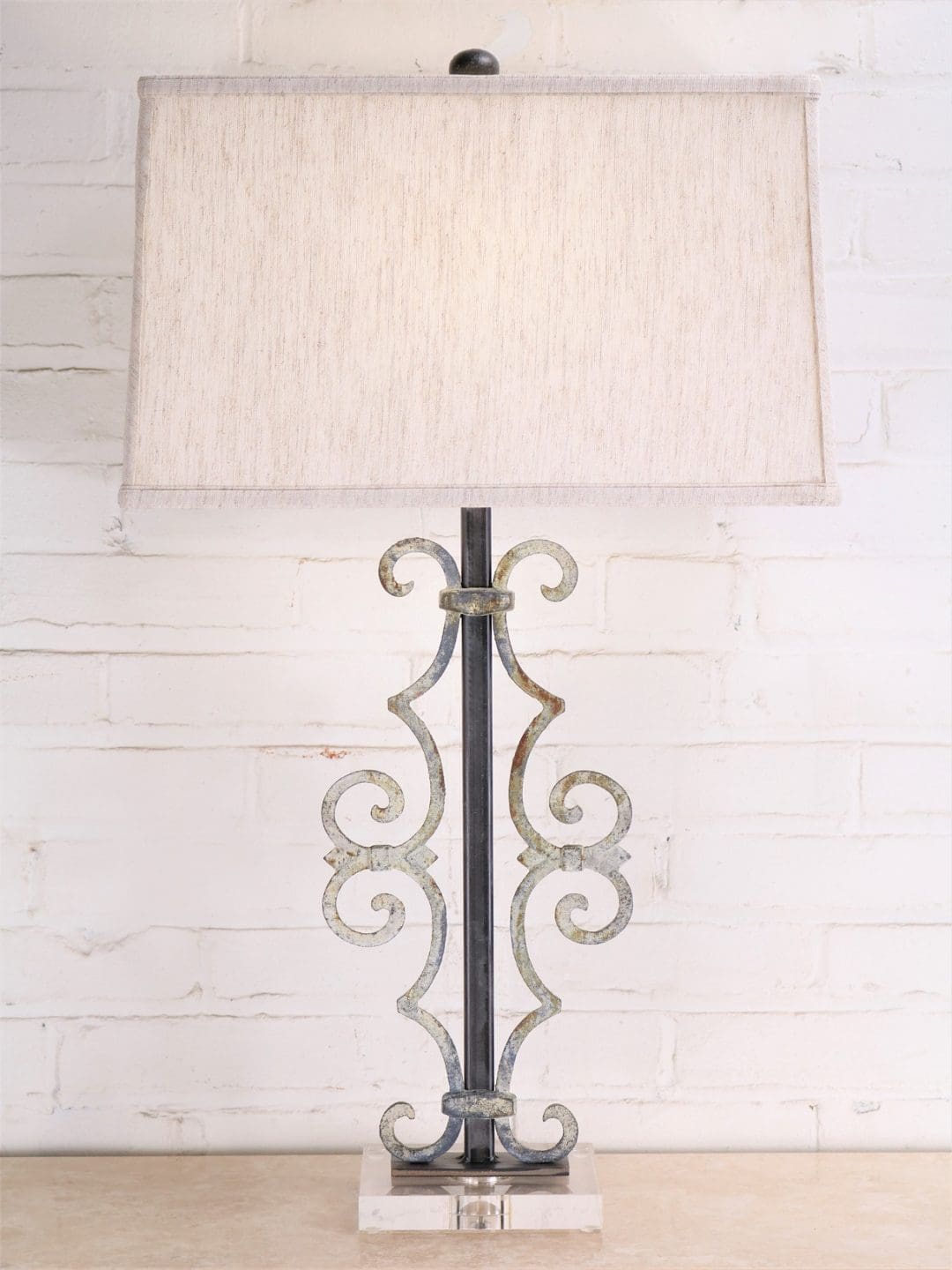 Scroll Table Lamp with Acrylic Base - Ferro Designs