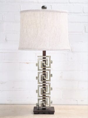 Small Greek Key Table Lamp with Acrylic Base - Ferro Designs