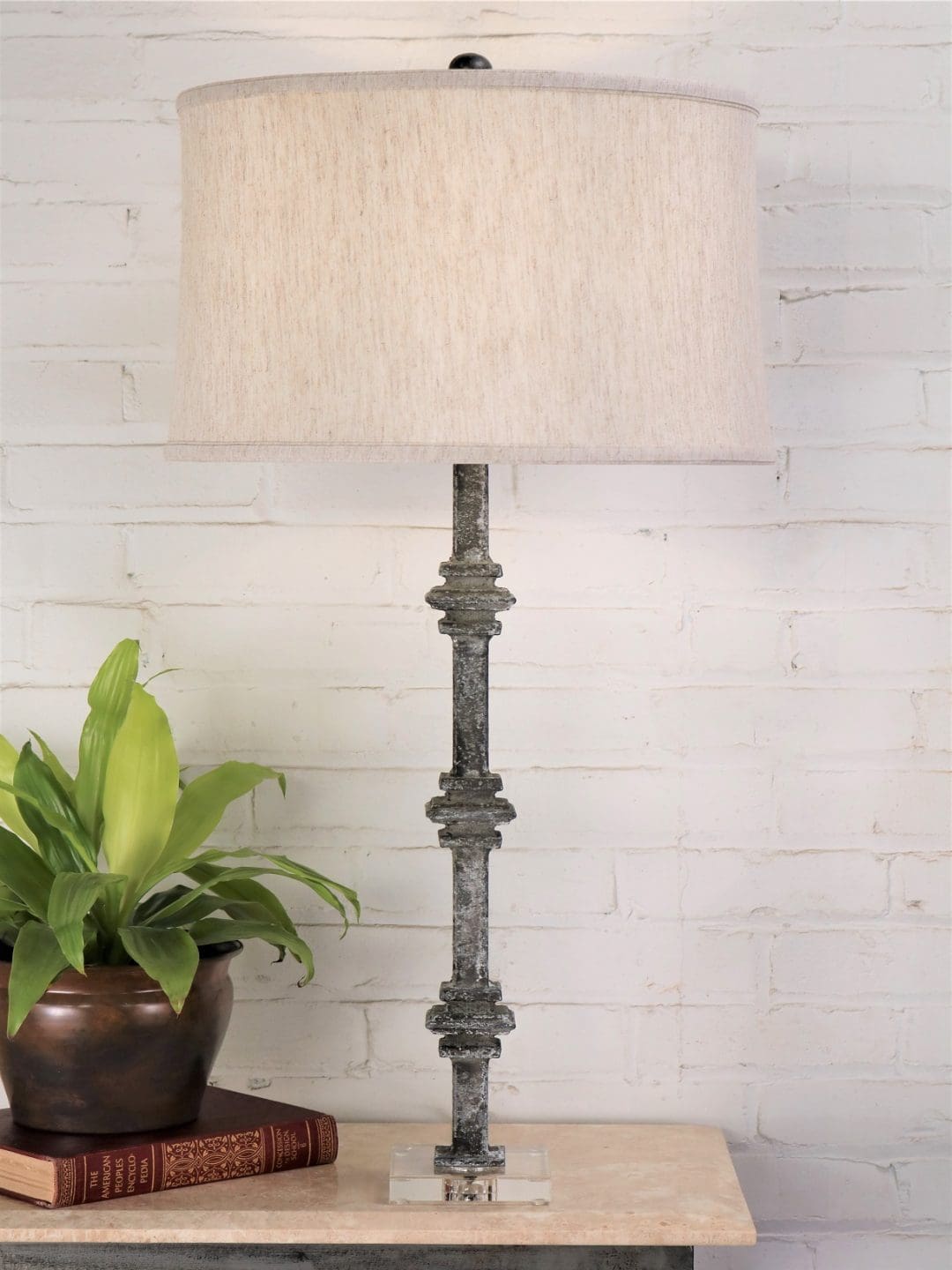 Square Collar Table Lamp with Acrylic Base - Ferro Designs LLC